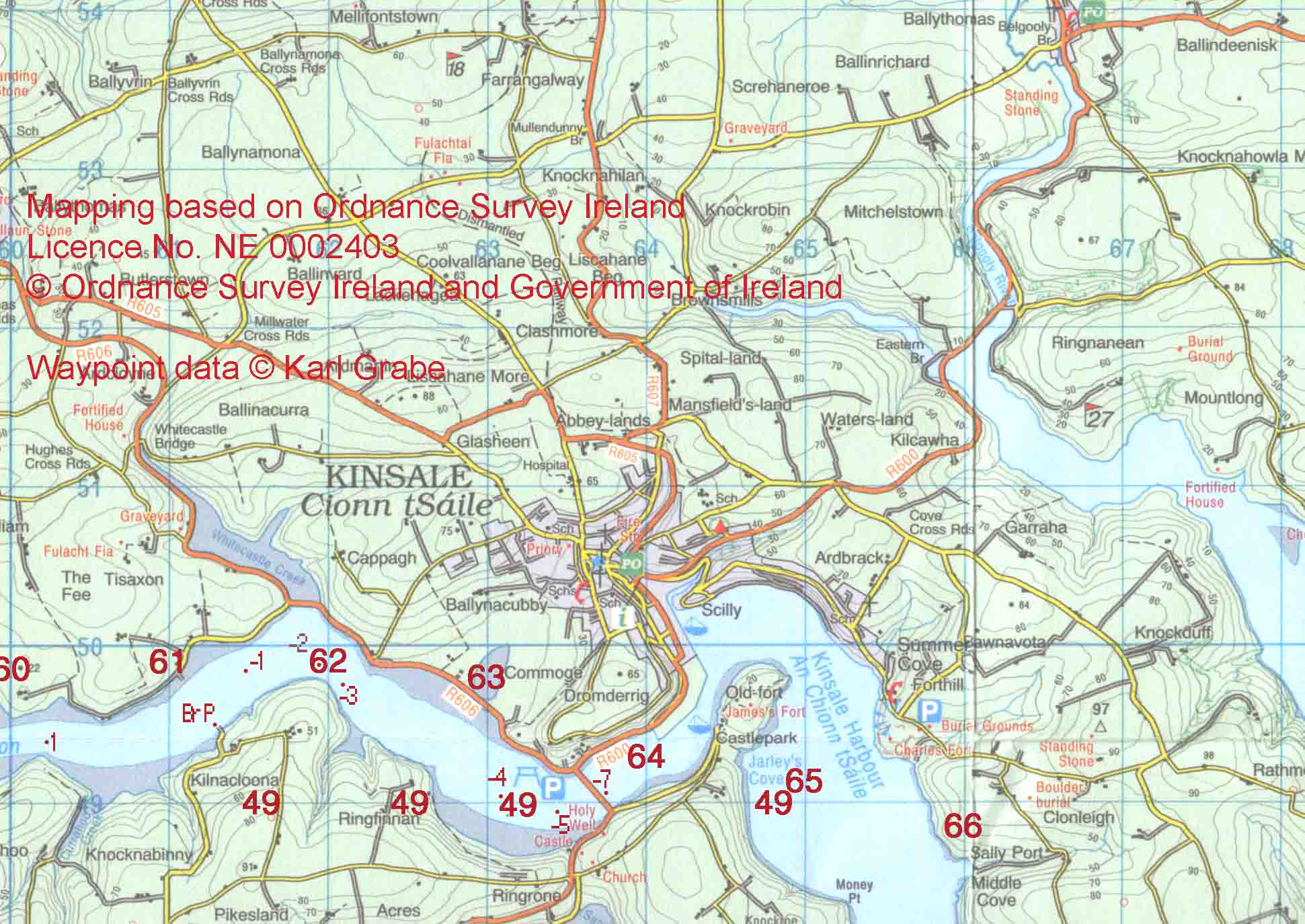 Upper Bandon River Channel Waypoints OSmap